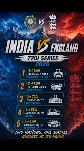 India vs England T20 Series 2026: schedule, live scores and Streaming ...