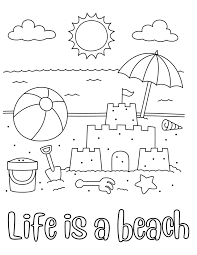 Beach Fun Printable Coloring Sheets
